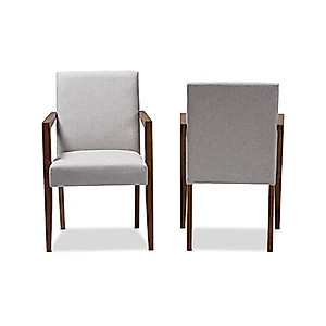 Baxton Studio Andrea Upholstered Arm Chair in Gray Beige (Set of 2)