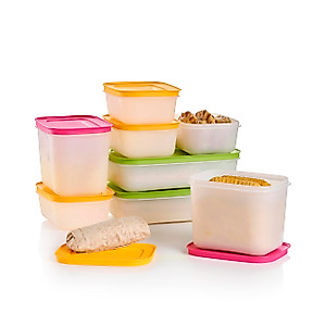 Tupperware Freezer Mates Gen II 8 Piece Food Storage Container Set, Dishwasher Safe and BPA Free (8 Containers, 8 Lids)