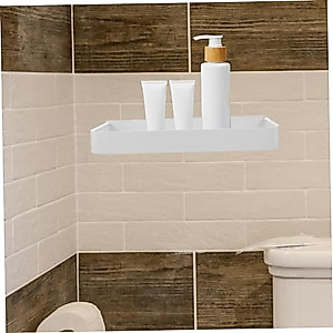 Beatifufu 1 Set Bathroom Shelf Kitchen Storage Rack Over The Toilet Shelf Wall-mounted Storage Mounted Sundries Organizer Towel Storage Stand Wall Mount Shelf Space Aluminum White