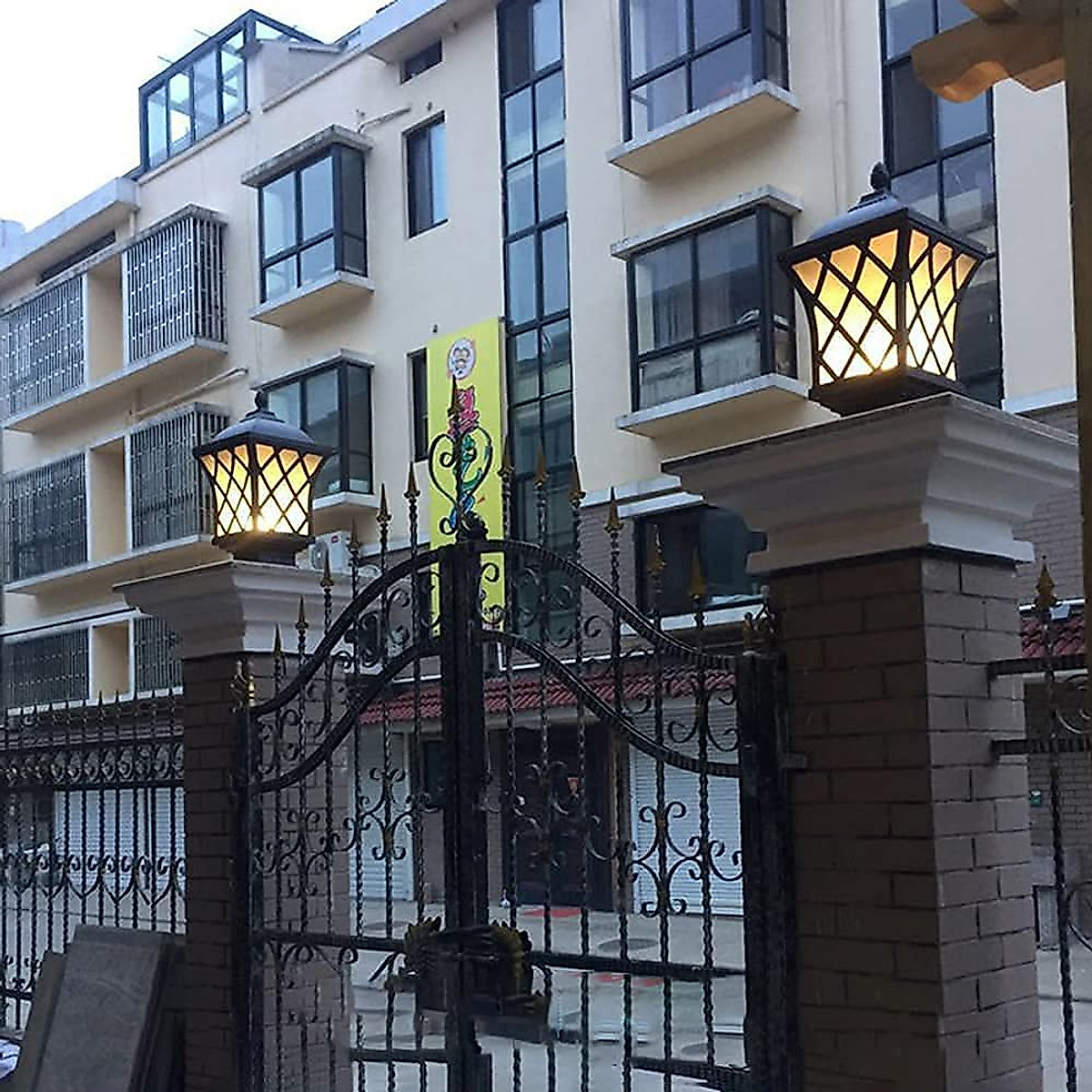 Mrdsre Short Post Light Bollard Outdoor Pedestal Lantern Square Patio Deck Column Light IP54 Waterproof Deck Fence Table Light Gate Bollard Pillar Light Fixtures