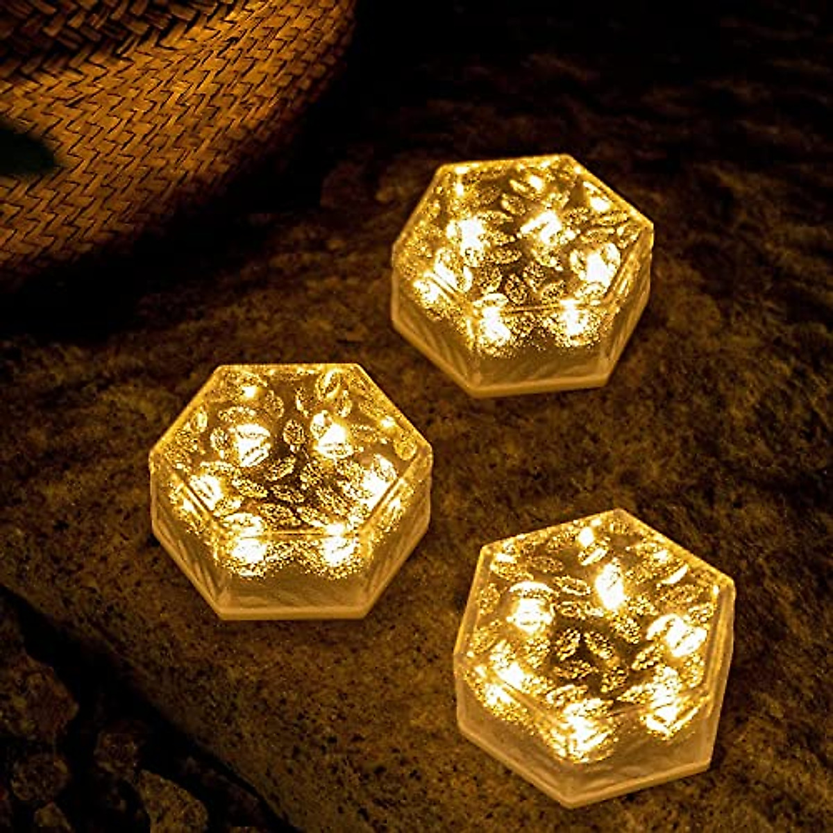 AIINY Solar Outdoor Lights 1 Pack,Outdoor Garden Decor Lighting Products,6LED Warm White Waterproof Ice Cube Pathway Lights for Garden Patio Porch Landscape Backyard Lawn Yard Pool
