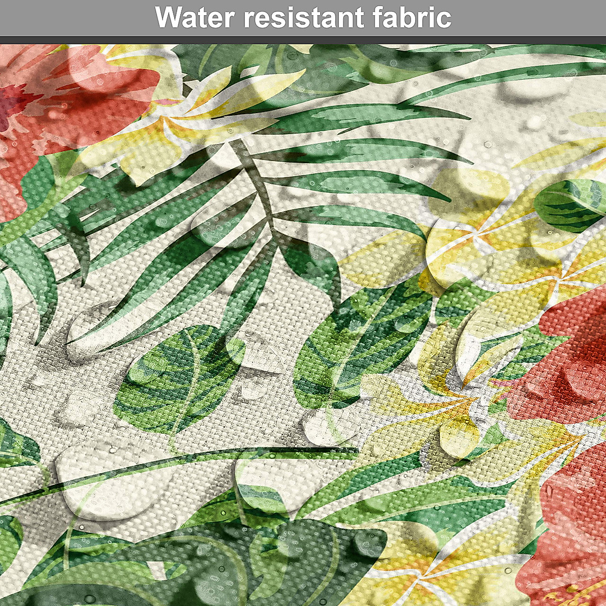 Ambesonne Tropical Fabric Material by The Yard, Exotic Floral Pattern with Plumeria Hibiscus Monstera Palms and Leaves, Decorative Accent for DIY Hobby Upholstery Projects and Home, 1 Yard, Red Yellow