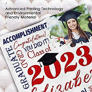 M YESCUSTOM Personalized Name Blankets 2023 Graduation Blankets with Photo Customized Throw Blanket for Women Men Daughter Son Graduates 40"x50"
