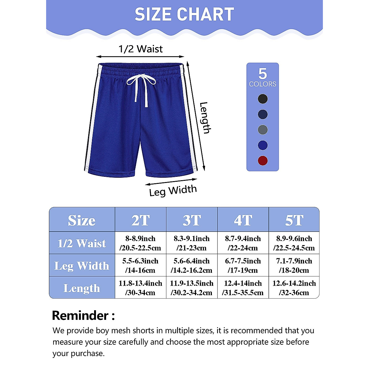 Resinta 5 Pack Toddler Boys Athletic Basketball Shorts Quick Dry Mesh Shorts Active Gym Shorts Soccer Running Sports Shorts