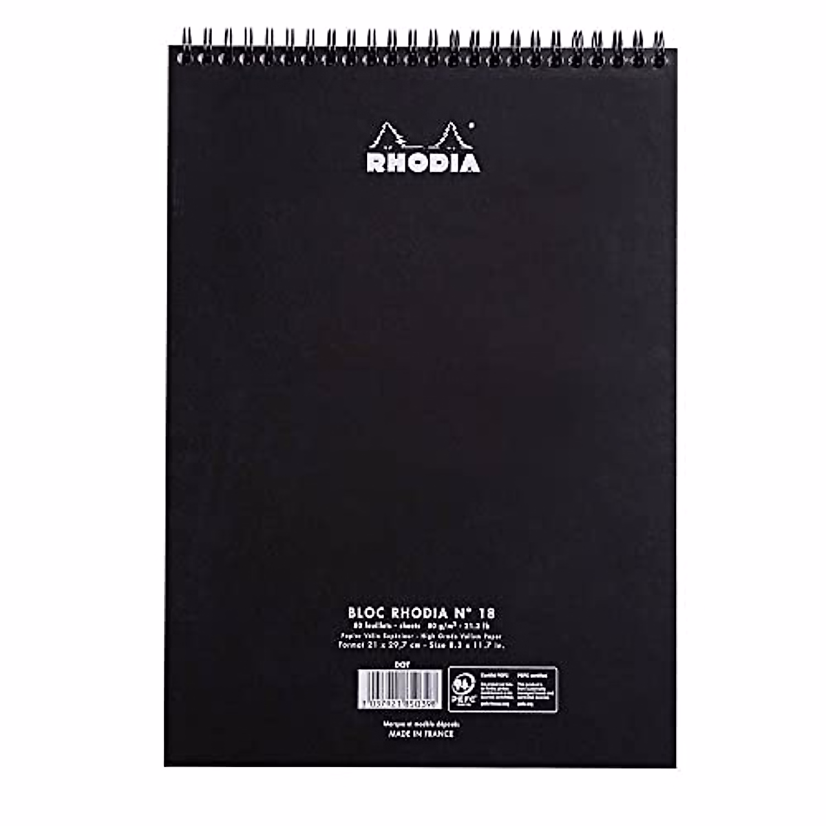 Rhodia Wirebound Notepad, A4, Dot - Black (185039C)