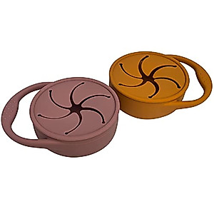 BraveJusticeKidsCo. | Snack Attack Silicone Baby Snack Cup | 2 pack | Collapsible Toddler Snack Cup (Honey Ginger and Dusty Rose)