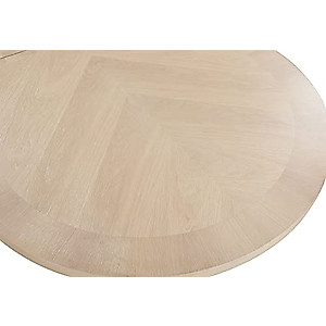 Meridian Furniture 725Oak-T Belinda Collection Mid-Century Modern Solid Wood White Oak Veneer Dining Table, Oval Design, Fluted Bases, 2 Leaves Included, 90"/106.5"/123" W x 47.5" D x 31" H, White