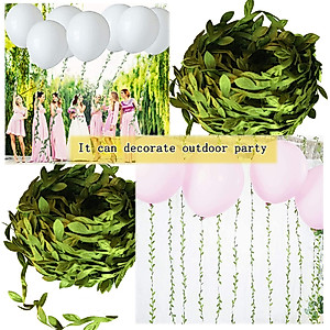 KEHAWK 2PCS 66FT Artificial Vines Fake Hanging Plants Leaves Ribbon Leaf Vine Trim Foliage Rattan DIY Wreath Foliage Green Leaves Ribbon Decorative Home Wall Garden Wedding Party Wreaths Decor