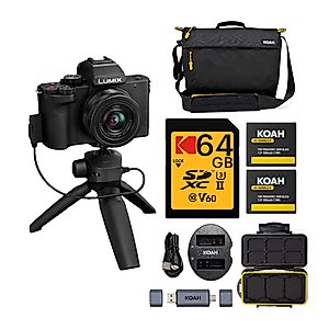 Panasonic LUMIX G100 4K Mirrorless Camera with 12-32mm Lens and Tripod Grip Vlogging Kit Bundle with Camera Bag, Memory Card, Battery (2-Pack) and Dual Charger, SD Card, and Carrying Case (5 Items)