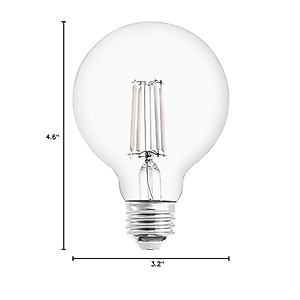 Maxxima G25 LED Light Bulb, Globe White Filament - 40 Watt Equal, 500 Lumens, 3000K Warm White, E26 Edison Vanity Bulb, Great for Kitchen, Living Room, and Bathroom, Non-Dimmable, 120V - 6 Pack