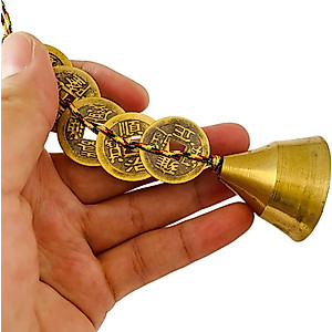 Golden Brass Bell Copper Coin Ornament Bell Home Garden Christmas Tree Car Decoration Pendant