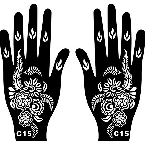 Kotbs 18 Sheets Temporary Tattoo Stencils, Indian Arabian Henna Tattoo Stencils, Glitter Airbrush Tattoo Stickers for Women Boys Girls Hand Body Art