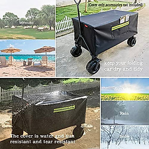 Mamiko Folding Waterproof Wagon Cart Cover, Garden Wagon Covers, 54" L x 22" W x 20" H,Waterproof, Water, Dust and Heat Insulation, Reflective Strip Cover(Cover only, Accessories not Included)