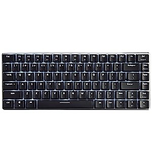 FIRSTBLOOD ONLY GAME. AK33 Geek Mechanical Keyboard, 82 Keys Layout, Blue Switches, White LED Backlit, Aluminum Portable Wired Gaming Keyboard, Pluggable Cable, for Games Work and Daily Use, Black