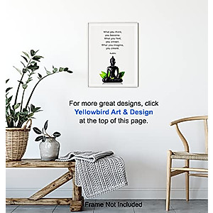 Buddha Quotes Wall Decor - Inspirational Quote Wall Art - Zen Meditation Decor - Buddha Statue Wall Art - Spiritual Gifts for Women, Men - New Age Spa Room Decor - Yoga Wall Art - Buddhism Buddhist