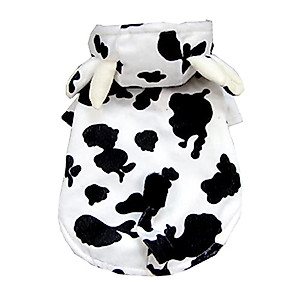 Mipcase Sweatshirt Soft Halloween Dog Small Pajamas Pajamas, Comfy Pet Clothes Decorative Cosplay Milk Medium Plush Costume Clothing Outfit for Puppy Dogs Cows Costume- Hoodie