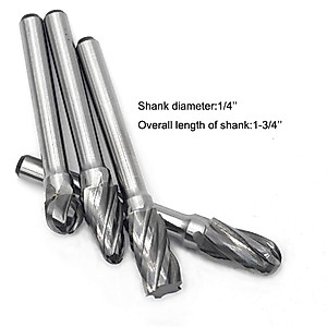Carbide Burrs Set 4pcs JESTUOUS 1/4 Inch Shank Diameter Aluminum Rotary Files Single Cutting Edge for Die Grinder Drilling Bits Metal Carving Engraving