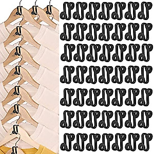 60 Pcs Clothes Hanger Connector Hooks,Heavy Duty Plastic Cascading Hanger Hooks Extender Clips,Wardrobe Clothing Hangers Connection Hooks for Organizer Closet Cabinet Space Savers Hangers, Black