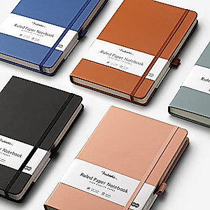 HIUKOOKA 5 Pack College Ruled Journal Notebook, A5 Hardcover Lined Notebook, 188 Numbered Pages, 16 Perforated Pages, Leather Journal for Writing Office School Business, 5.75'' x 8.38'' - Multicolor