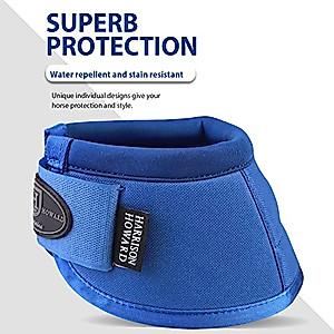 Harrison Howard Horse Bell Boots Overreach Bell Boots No-Turn Bell Boots for Horse-Durable Protective Hoof Boot Blue Medium