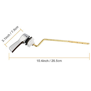 Hibbent Universal Side Mount Toilet Handle Replacement, Tank Flush Lever Replacement Handle with Stainless Steel Flapper Chains, Toilet Repair Handle, Chrome Finish