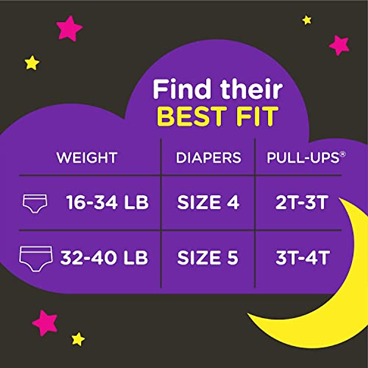 Pull-Ups Girls' Nighttime Potty Training Pants, Training Underwear, 3T-4T (32-40 lbs), 60 Ct