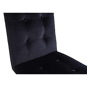 Iconic Home Liam Contemporary Brass Metal Frame Modern Tufted Velvet Polished Dining Side Chair, Black (Set Of 2)