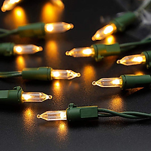 Home Accents Holiday 34 ft.100-Light Mini LED Warm White String Lights with Green Wire L9100174WU01