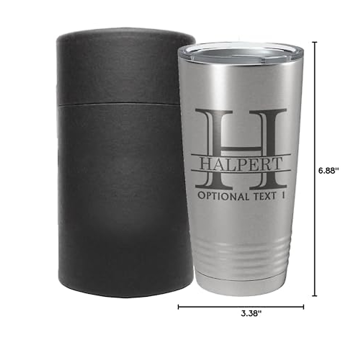 Personalized 20oz (17 Colors) Insulated Stainless Steel Tumbler Cup with Lid, Custom Etched, Customized Text Message Name, Engraved Father’s Day Gift Idea Women Men Him Her, Your Text Here (Stainless)