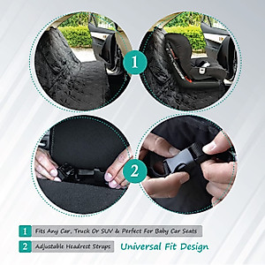 Car Back Seat Protector for Kids with Removable Zipper – Thick Padded Diamond Design Child Backseat Cover for Car Truck SUV with Non-Slip Material 100% Waterproof 600D Scratch Proof Machine Washable