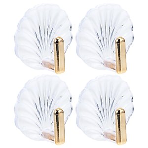 PRETYZOOM 4pcs Adhesive Wall Hooks, Beach Themed Sea Shell Hanger, Plastic Hanging Hook for Towel, Hats, Keys Nautical Bathroom Hooks Coastal Wall Decorations