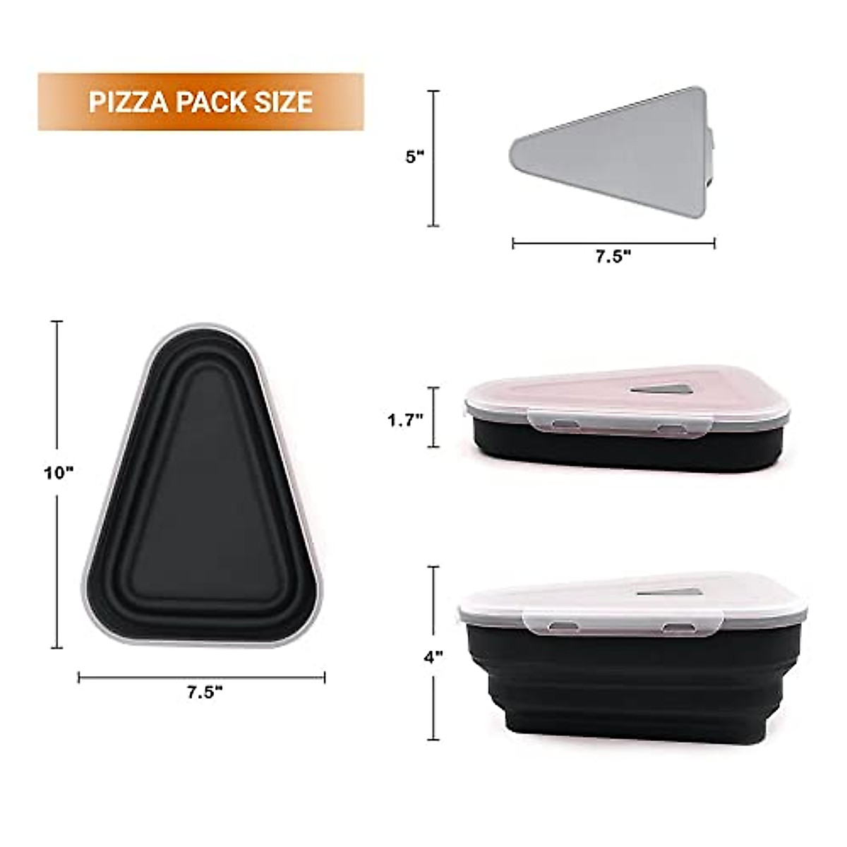 Updated 2023, Reusable Pizza Storage Container, Collapsible Silicone Pizza Box, Pizza Slice Container, BPA Free, Expandable Pizza Container