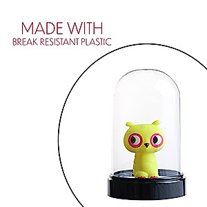 (12 Pack) Plastic Dome Display Case Bell Jar Cloche Bell Jar With Base, For Collectibles Enchanted Rose Small Beer Glasses Centerpieces Plants Rocks Specimens Snow Globes Crafts, Plastic 5.7x 3.6 In