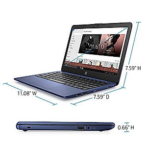 HP Stream 11.6-inch HD Laptop, Intel Celeron N4000, 4 GB RAM, 32 GB eMMC, Windows 10 Home in S Mode with Office 365 Personal for 1 Year (11-ak0010nr, Royal Blue)
