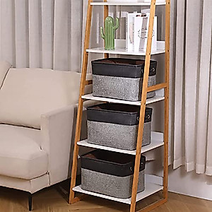 YanZhi 3PCS Large Storage Baskets for Shelves, Laundry Open Storage Bin Set with Sturdy Handles,Fabric Baskets for Organizing,Foldable Cotton Linen Cube Hampers for Closet,Nursery, Clothes, Toys,Dorm,Home & Office（Black)