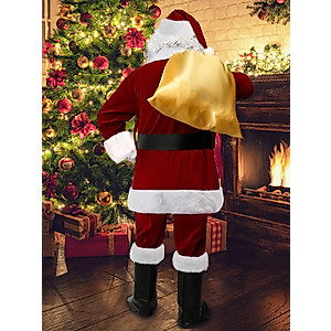 Mojonnie Santa Claus Costume for Men Christmas Santa Suit Adults Men Deluxe Velvet Santa Costume for Men