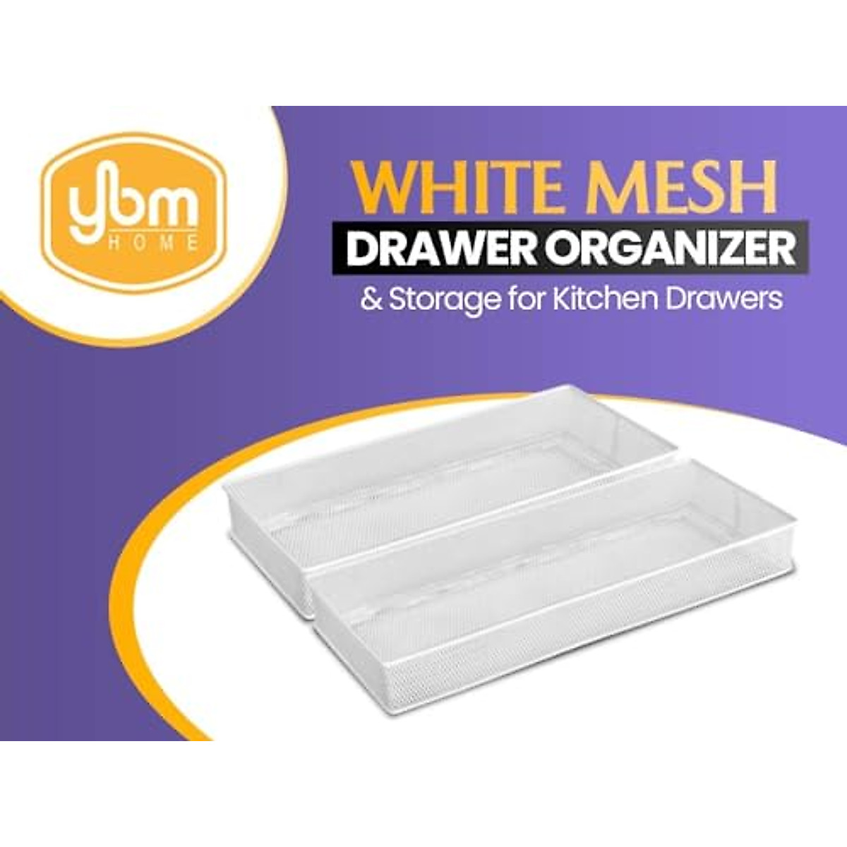 YBM HOME Silver Mesh Drawer Cabinet and or Shelf Organizer Bins, School Supply Holder Office Desktop Organizer Basket (2, 3x15x2 Inch)