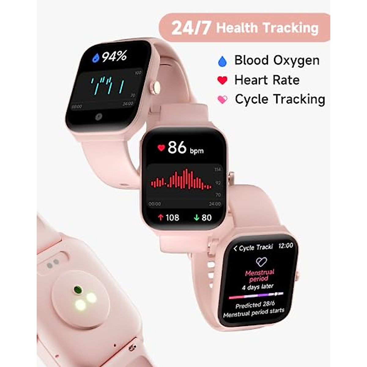 TOOBUR Smart Watch for Women Alexa Built-in, 1.95" Fitness Tracker with Answer/Make Calls, IP68 Waterproof/Heart Rate/Blood Oxygen/Sleep Tracker/100 Sport Modes, Fitness Watch Compatible Android iOS