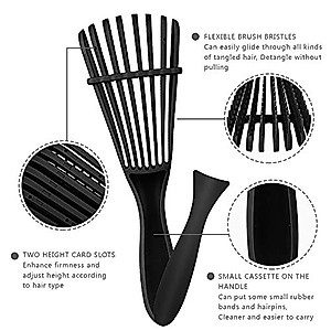 Detangling Brush for Afro America/African Hair, Textured 3a to 4c Kinky Wavy/Coily/Wet/Dry/Oil/Thick/Long/Curly Hair Detangler (Black)