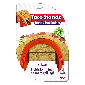 Taco Holder (12 pack)-Stand for Tacos, Soft & Hard Shells for Fill & Serve Without Mess, Plastic Server Set, Dishwasher Safe and Best for Kids, BBQ or a Party-Filling & Serving Rack, by Jokari