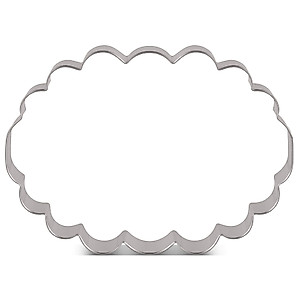 LILIAO Scalloped Edge Plaque Cookie Cutter Frame Sandwich Fondant Biscuit Cutter - 4.8 x 2.9 inches - Stainless Steel - by Janka