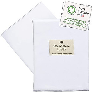 Makemake Organics Organic Cotton Toddler Pillowcase (Set of 2) GOTS Certified Organic Cotton Pillow Cases Zippered (14x19, Bright White)