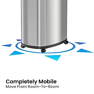 SensorCan Glide 13 Gallon Rolling Sensor Kitchen Trash Can with Lid and Wheels, Odor Filter, Stainless Steel Automatic Kitchen Trashcan Home Office Bedroom Living Room Garage Wastebasket Garbage Bin