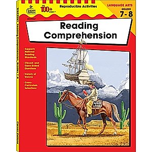Carson Dellosa The 100+ Series: Reading Comprehension Workbook?Grades 7-8 Language Arts Learning, Fiction, Nonfiction, Poetry Passages With Closed- and Open-Ended Questions (128 pgs)