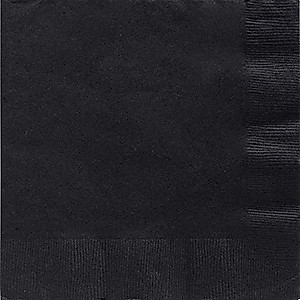 Amscan Jet Black 8" x 8", Big Party Pack Dinner Napkins, 40 Ct