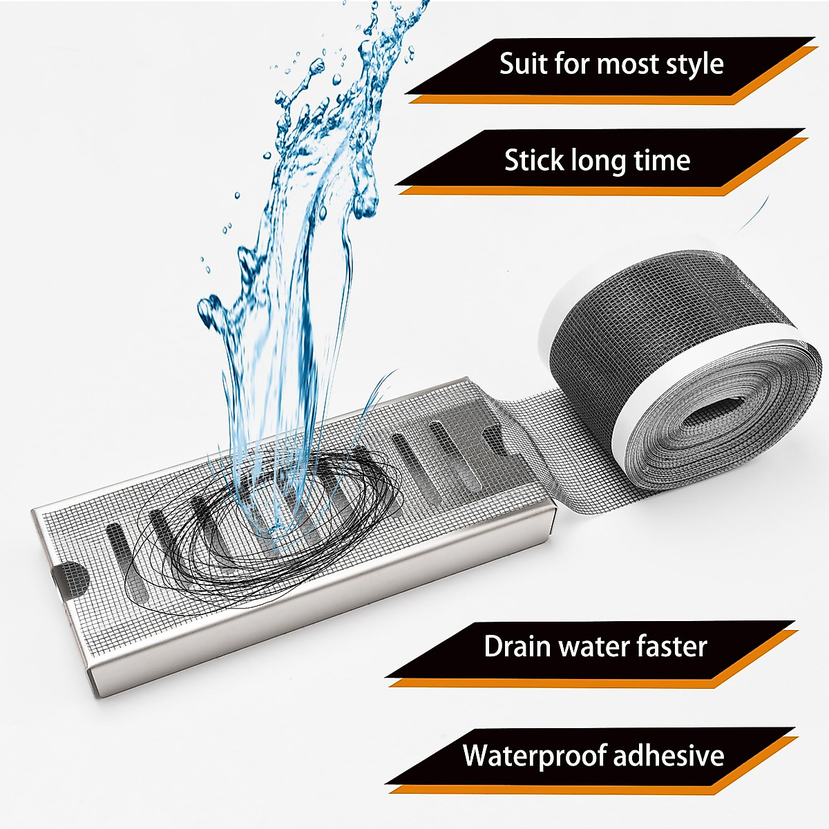 Disposable Shower Drain Hair Catcher - Cutable Shower Drain Hair Catcher, DIY Shower Drain Cover Hair Catcher for Any Length, Suitable for Bathroom, Bathtub, Kitchen (1 Pack)