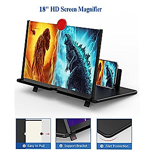 18" Screen Magnifier for Cell Phone - Mobile Phone 3D HD Magnifying Projector Screen Enlarger for Movies, Videos and Gaming – Foldable Phone Stand with Screen Amplifier–Compatible with All Phones