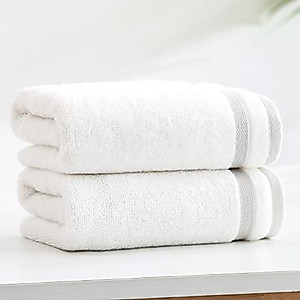 YiLUOMO Beige Hand Towel Set of 2 Cotton & Bamboo Terry Highly Absorbent Soft Hand Towel for Bathroom Home 13 x 29 Inch