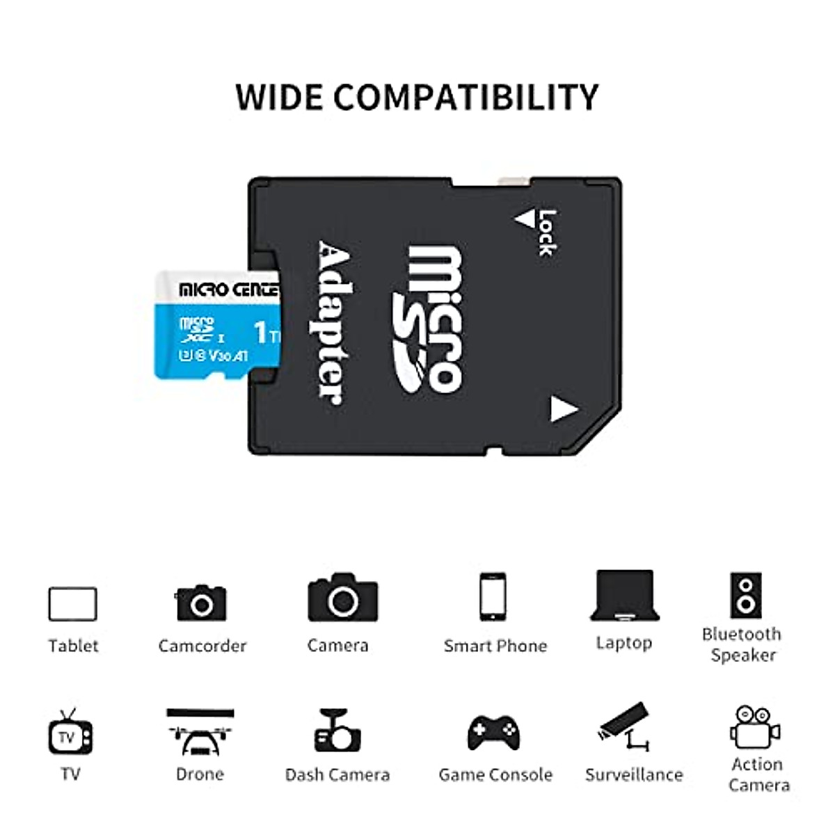 Micro Center Premium 1TB microSDXC Card, Nintendo-Switch Compatible Flash Memory Card, UHS-I C10 U3 V30 4K UHD Video A1 R/W Speed up to 90/70 MB/s Micro SD Card with Adapter (1TB)