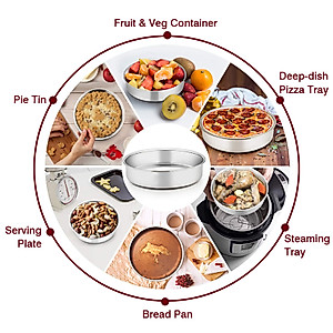 TeamFar 6 Inch Cake Pan, 6 Pcs Cake Pan Set Round Baking Pan Stainless Steel for Baking Steaming Serving, Fit in Oven Pressure Cooker Air Fryer, Healthy & Heavy Duty, Easy Clean & Dishwasher Safe